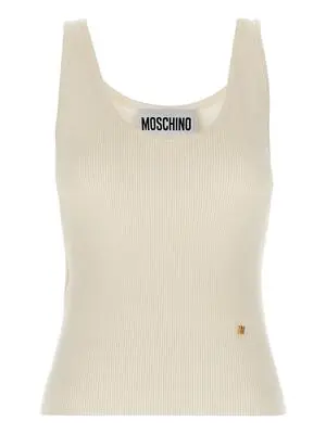 Moschino Sleeveless Vest With Metal Trim - Nude