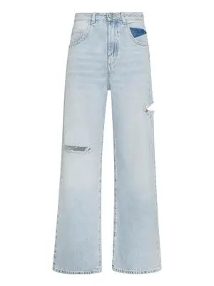ICON DENIM LOS ANGELES Poppy Ripped Jeans With Logo Patch - Blue