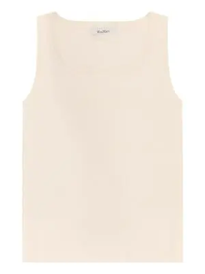 Max Mara Sleeveless Crew Neck Knit Top - White