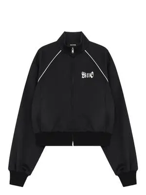 We11Done Embroidered Stand Collar Zip-up Jacket - Black