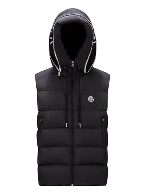 Moncler Zip-up Hooded Gilet - Black