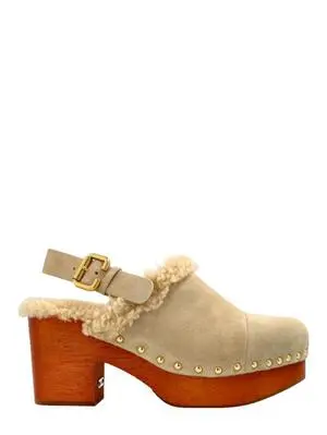 Chloé Jeannette Wedge Clogs - Nude