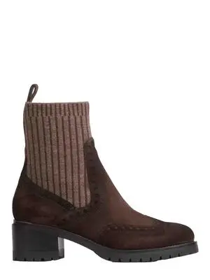 SANTONI Santoni Suede Wingtip Boots With Elasticated Band And Block Heel