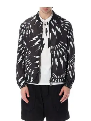 Neil Barrett Thunderbolt Print Bomber Jacket - Black