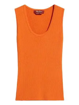 Max Mara Ribbed Round Collar Vest - Orange