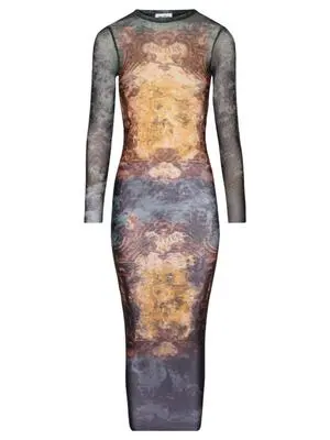 JEAN PAUL GAULTIER Printed Long Sleeve Dress - Gray
