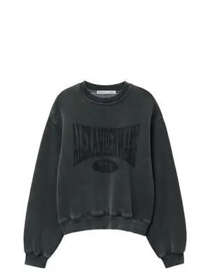 Alexander Wang Logo Printed Drop Shoulder Sweatshirt - Black