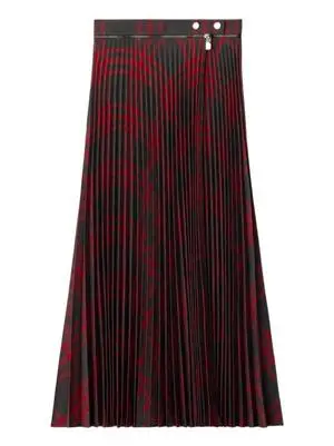 Burberry Burberry Checked Pleated Zip-Detailed Skirt Lake Color