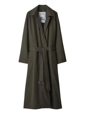 Burberry Check Plaid Belted Reversible Trench Coat - Otter Color