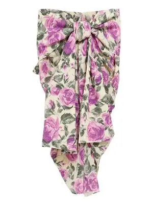 Chloé Bow Front Floral Midi Skirt - Yellow-purple