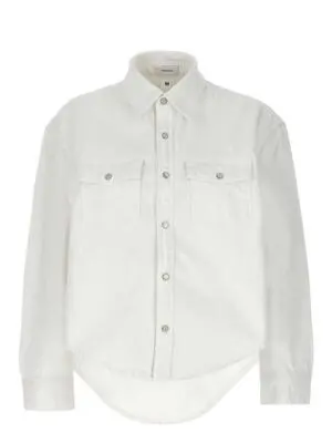 Wardrobe.NYC Cropped Denim Jacket - White