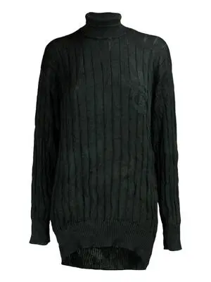 Balenciaga Creased Turtleneck Knit Jumper With Atelier Crest Embroidery - Black