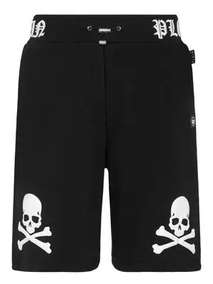 Philipp Plein Skull Printed Drawstring Track Shorts - Black