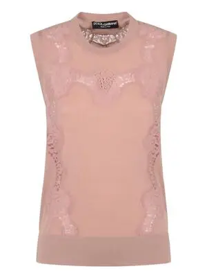 Dolce & Gabbana Dolce & Gabbana Lace Detailed Knitted Vest No
