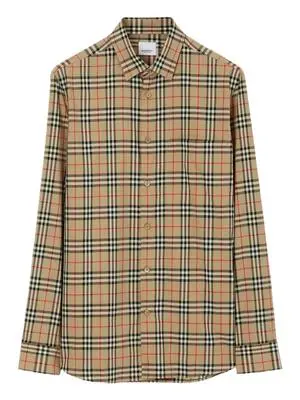 Burberry Long Sleeved Checked Buttoned Shirt - Green