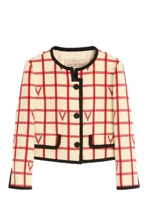 Valentino Garavani Grid Pattern Button-up Jacket - Nude