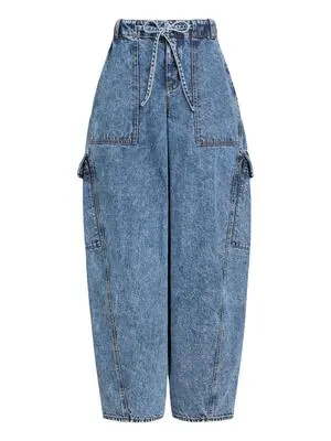 Alaïa Barrel Leg Cargo Jeans - Snow Blue