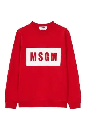 MSGM Round Neck Logo Sweater - Red