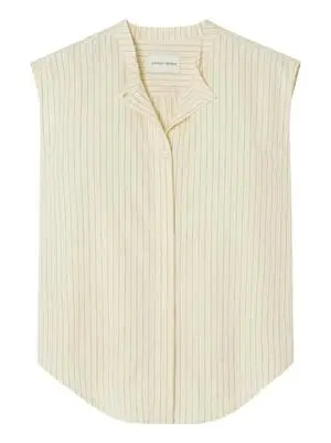 Loulou De Saison Sleeveless Vertical Stripe Blouse - White