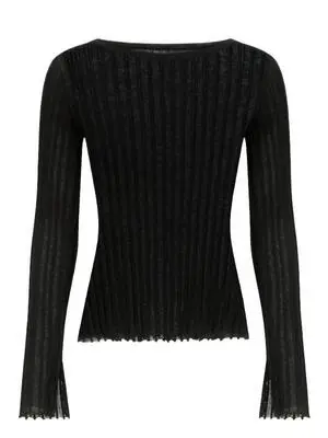Loulou De Saison Ribbed Boat-neck Long-sleeve T-shirt - Black