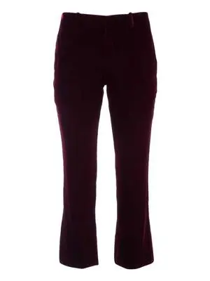 Saint Laurent Cropped Velvet Fla Pants - Red