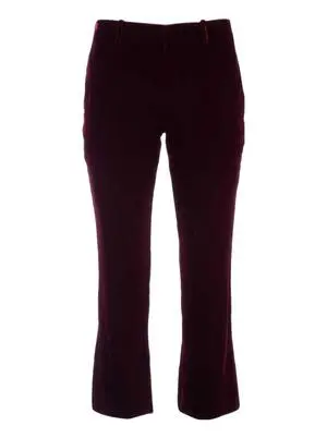 Saint Laurent Saint Laurent Cropped Velvet Fla Pants Red