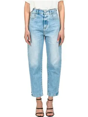 Icons Name Faded Zipper Denim Pants - Blue