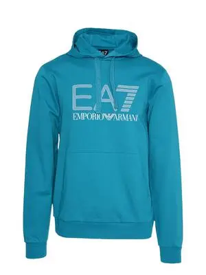 EA7 Logo Detailed Hooded Sweater - Blue