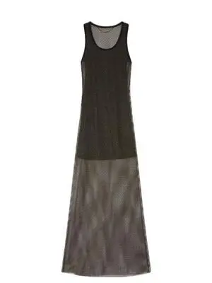 Palm Angels Double Layer Mesh Maxi Dress - Black