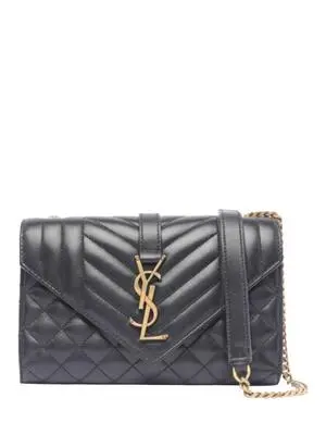 Saint Laurent Envelope Logo Plaque Medium Shoulder Bag - Black