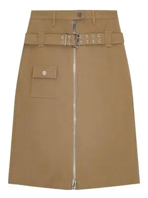 GANNI Belted Midi Skirt - Camel