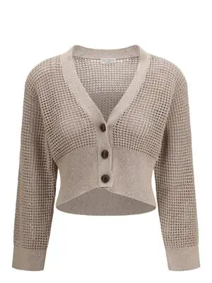 BRUNELLO CUCINELLI Brunello Cucinelli Open-Knit Cropped Cardigan