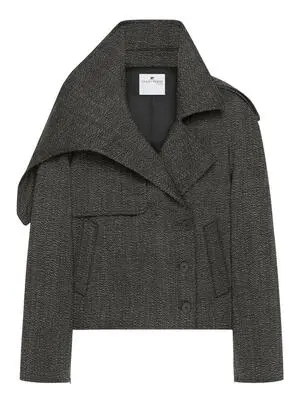 COURREGES Oblique Short Coat - Black/traditional White
