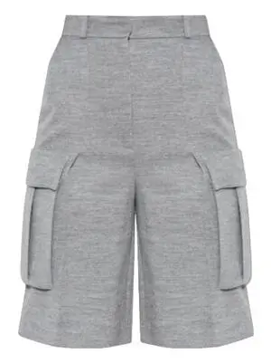 Balmain Wide Leg Cargo Shorts With Flap Pockets - Gray