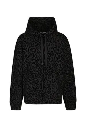 Dolce & Gabbana Animal Print Hooded Sweatshirt - Black