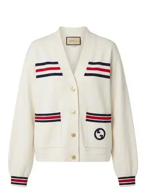 GUCCI Gucci Web-Striped V-Neck Cardigan