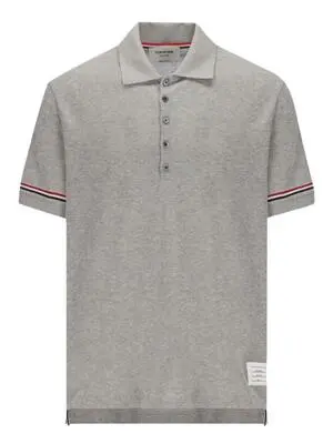 Thom Browne Rwb Striped Short-sleeved Polo Shirt - Medium Gray