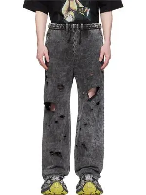 We11Done Destroyed Jersey Sweatpants - Black