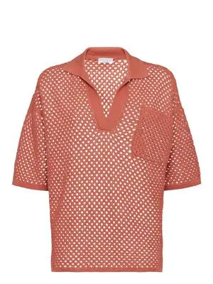 Brunello Cucinelli Open-knit Cotton Top - Red