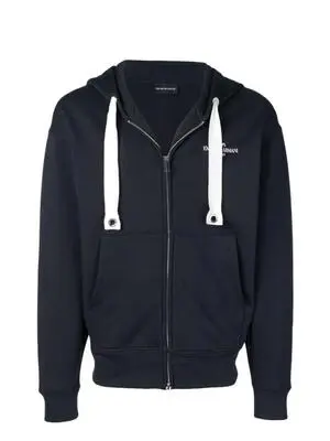 Emporio Armani Logo Zip-up Hoodie - Black