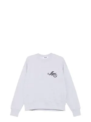 MSGM Cursive Logo Jersey Sweatshirt - Grey
