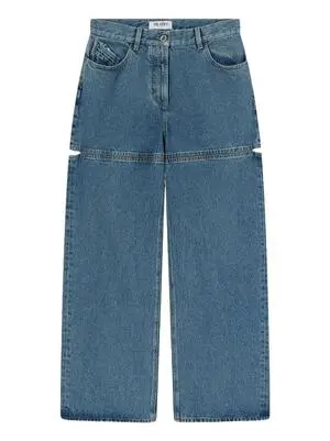 Attico Wide-leg Cut-out Jeans - Sky-blue