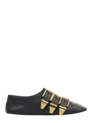 Chloé Susan Studded Buckle Flats - Black