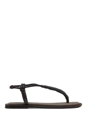 Brunello Cucinelli Brunello Cucinelli Embellished Strap Flip-Flops Black