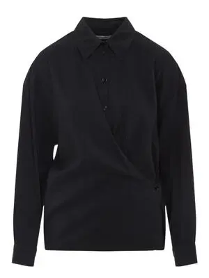 LEMAIRE Draped Button-up Shirt - Black