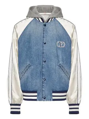 Valentino Garavani Double-layered Hooded Varsity Jacket - Blue