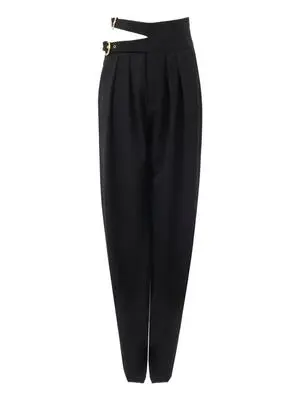 Chloé High-waisted Tailored Trousers With Buckled Belt - Black