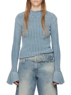 Acne Studios Ribbed Knit Jumper With Flared Cuffs - Blue
