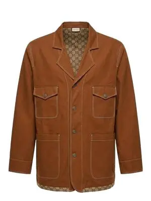 Gucci Gg Jacquard Reversible Jacket - Brown