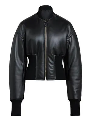 Alaïa Zip-up Ribbed Leather Jacket - Black
